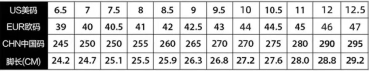 Size Guide – ANTA KAI 2 Shockwave 6,7 Pro, KT10 GH5 DD2 Shoes Wholesale